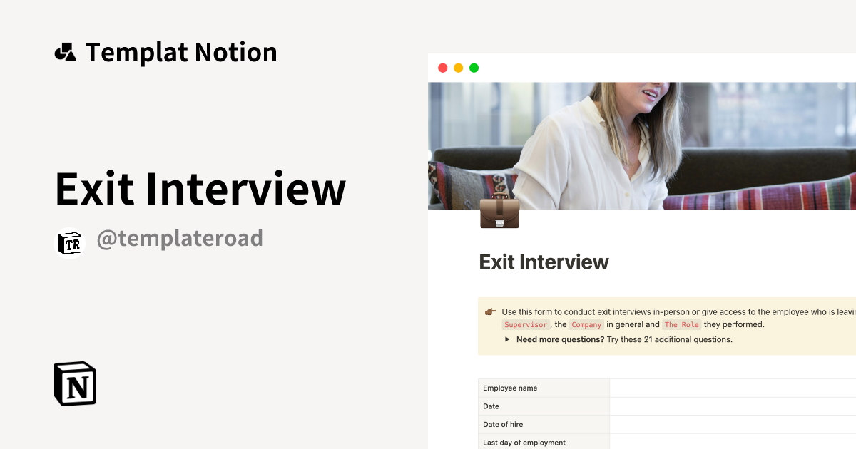 Exit Interview Templat oleh Template Road | Notion Marketplace