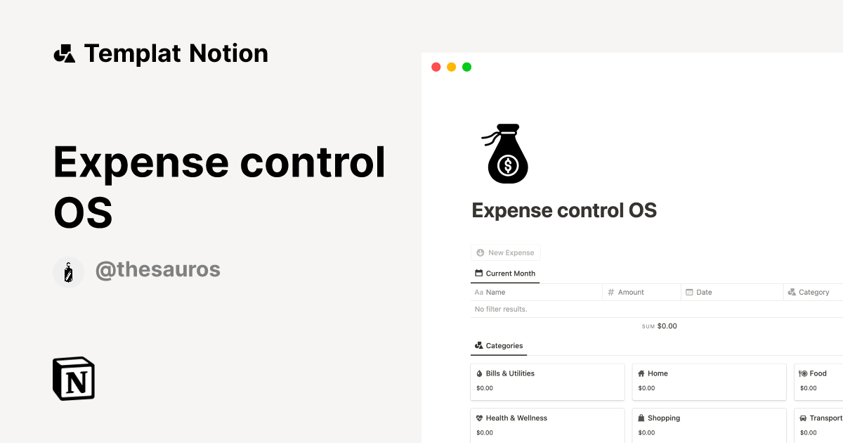 Expense control OS Templat oleh Thesauros | Notion Marketplace