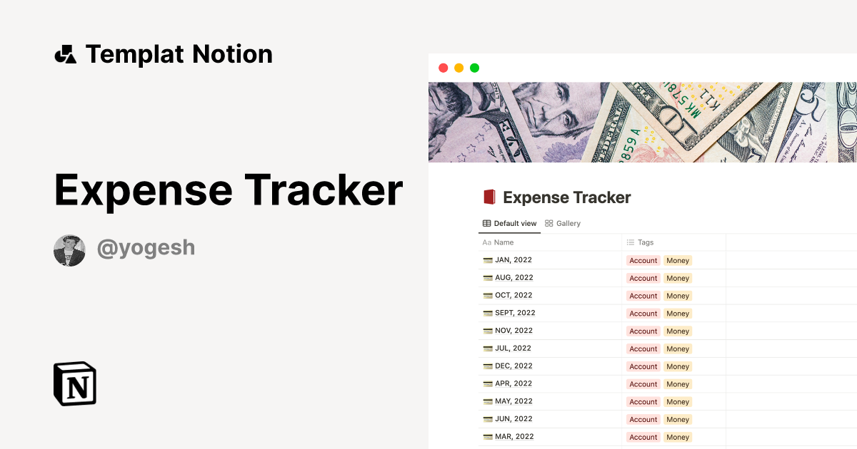 Expense Tracker Templat oleh Yogesh Saini | Notion Marketplace
