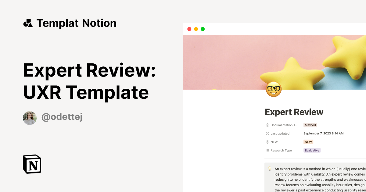 Templat Expert Review: UXR Template | Notion Marketplace