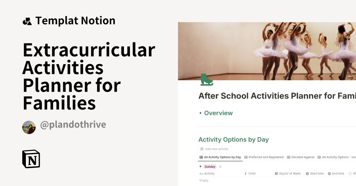 Templat Extracurricular Activities Planner for Families | Notion ...