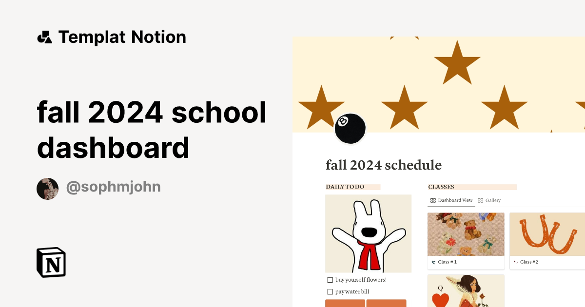 Templat fall 2024 school dashboard | Notion Marketplace