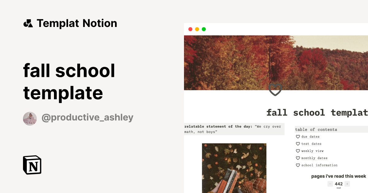 Templat fall school template | Notion Marketplace