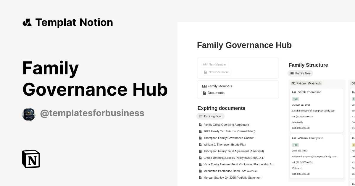 Templat Family Governance Hub | Notion Marketplace
