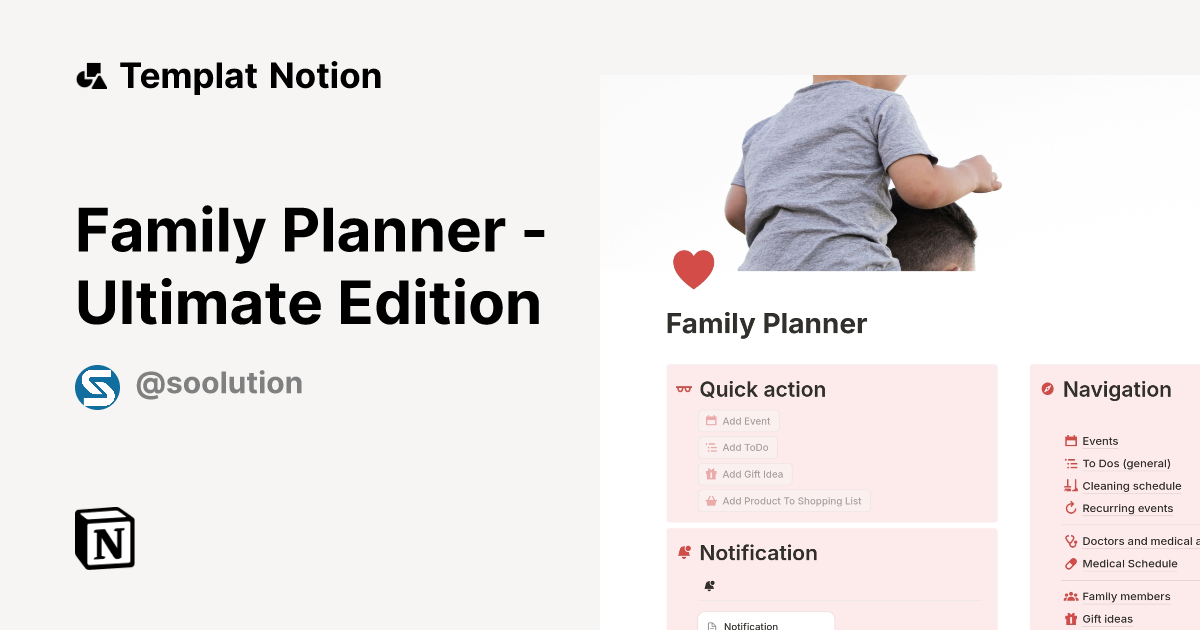 Family Planner - Ultimate Edition Templat oleh SooLution | Notion Marketplace