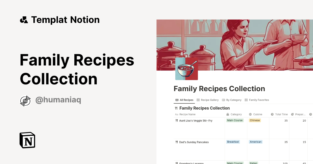 Family Recipes Collection Templat oleh Humaniaq | Notion Marketplace
