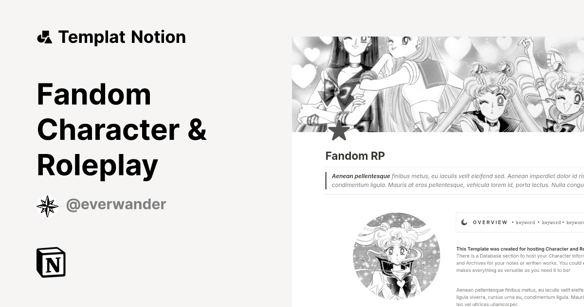 Templat Fandom Character & Roleplay | Notion Marketplace