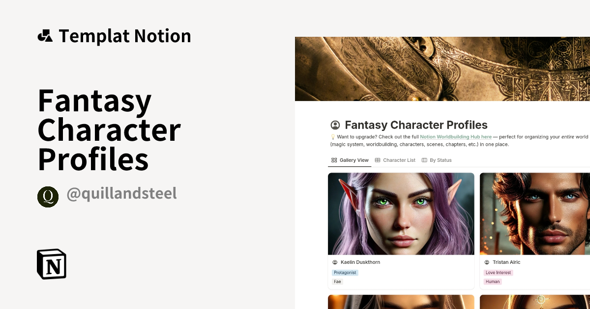 Templat Fantasy Character Profiles | Notion Marketplace