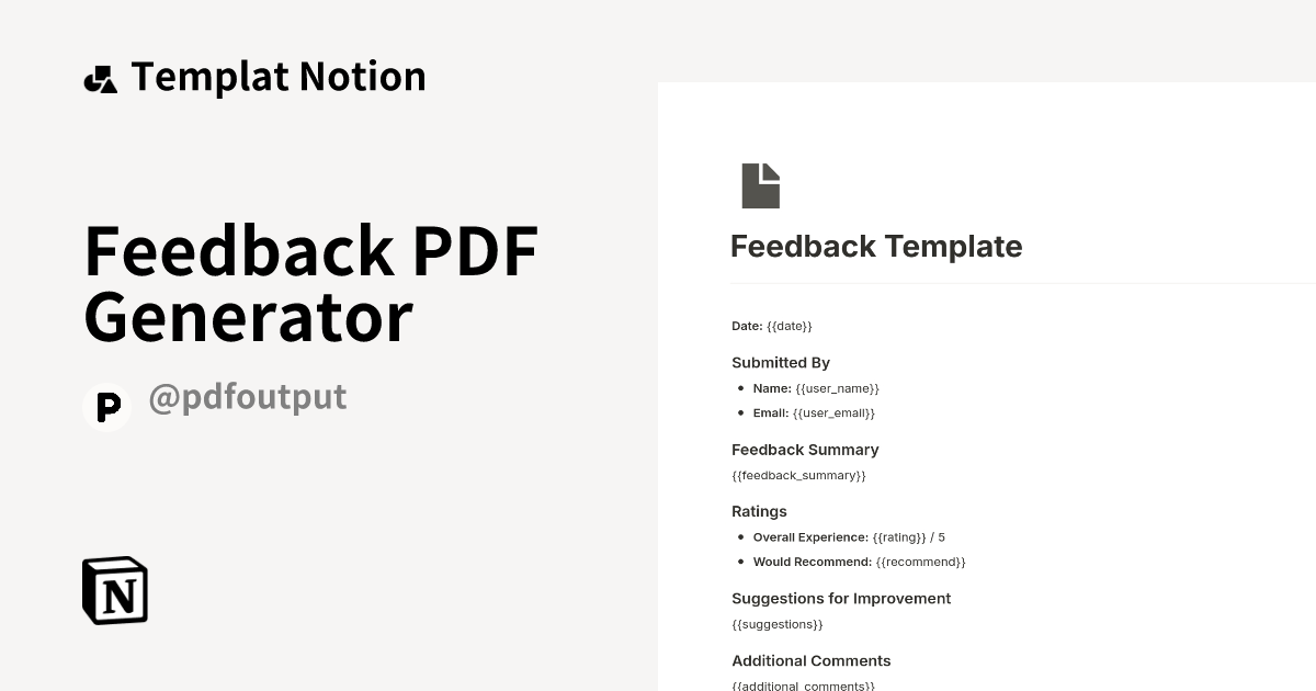 Templat Feedback PDF Generator | Notion Marketplace