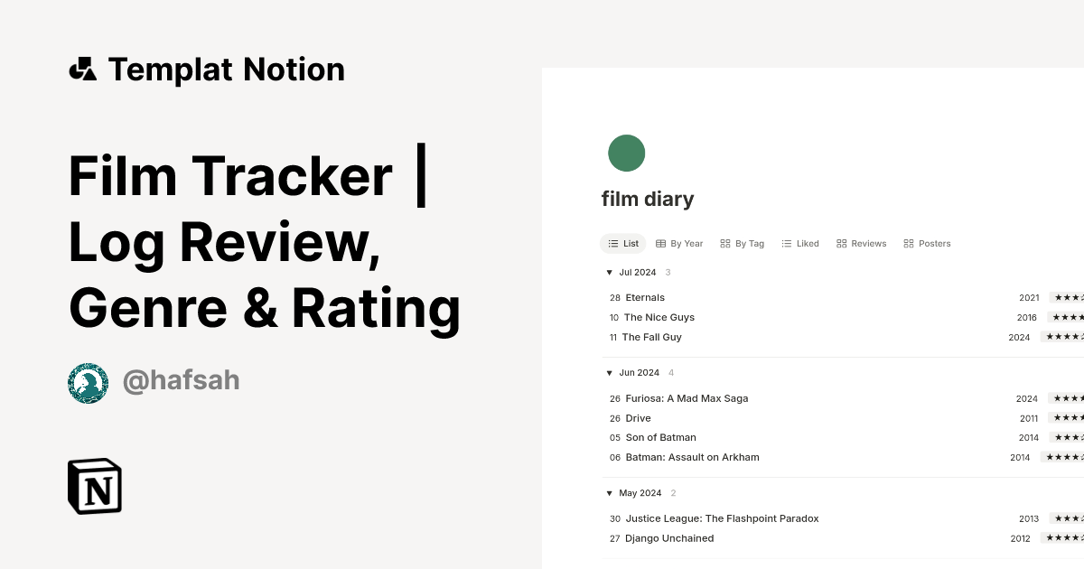 Film Tracker | Log Review, Genre & Rating Templat oleh Hafsah I ...