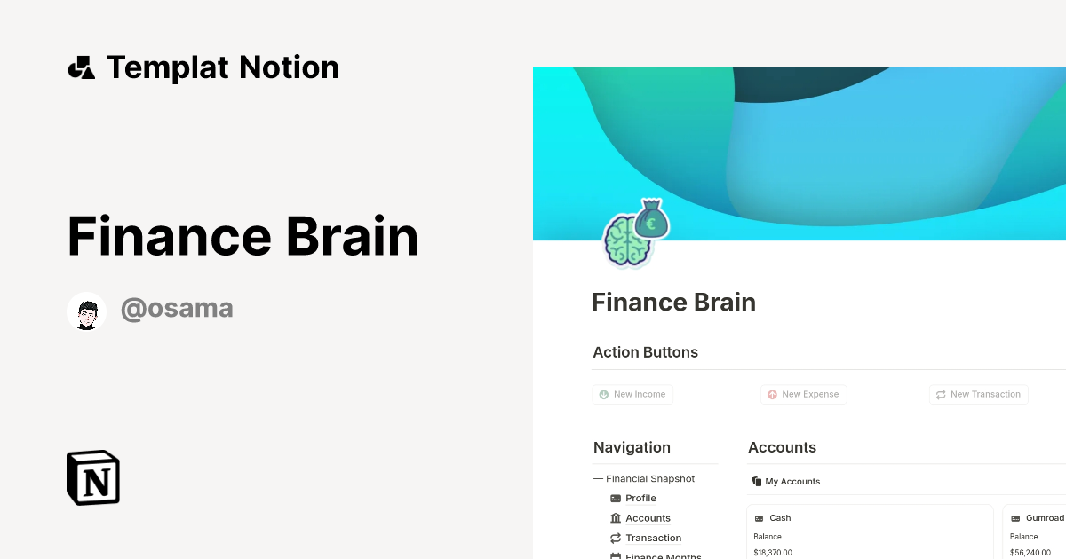 Finance Brain Templat oleh OlsNotion | Notion Marketplace