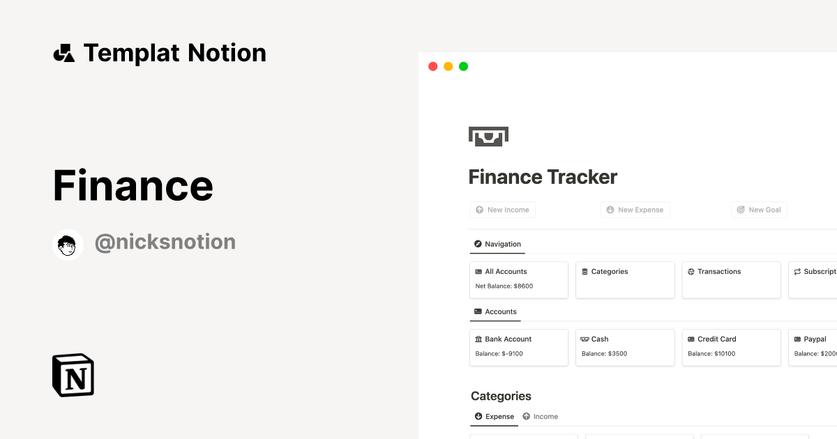 Templat Finance | Notion Marketplace