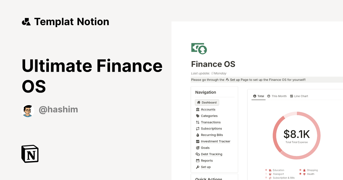 Ultimate Finance OS Templat oleh Hashim Sultan | Notion Marketplace
