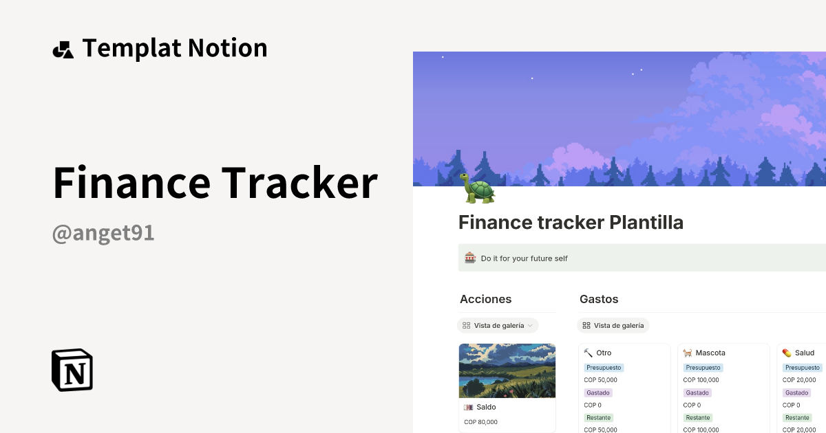 Finance Tracker Templat oleh anget91 | Notion Marketplace