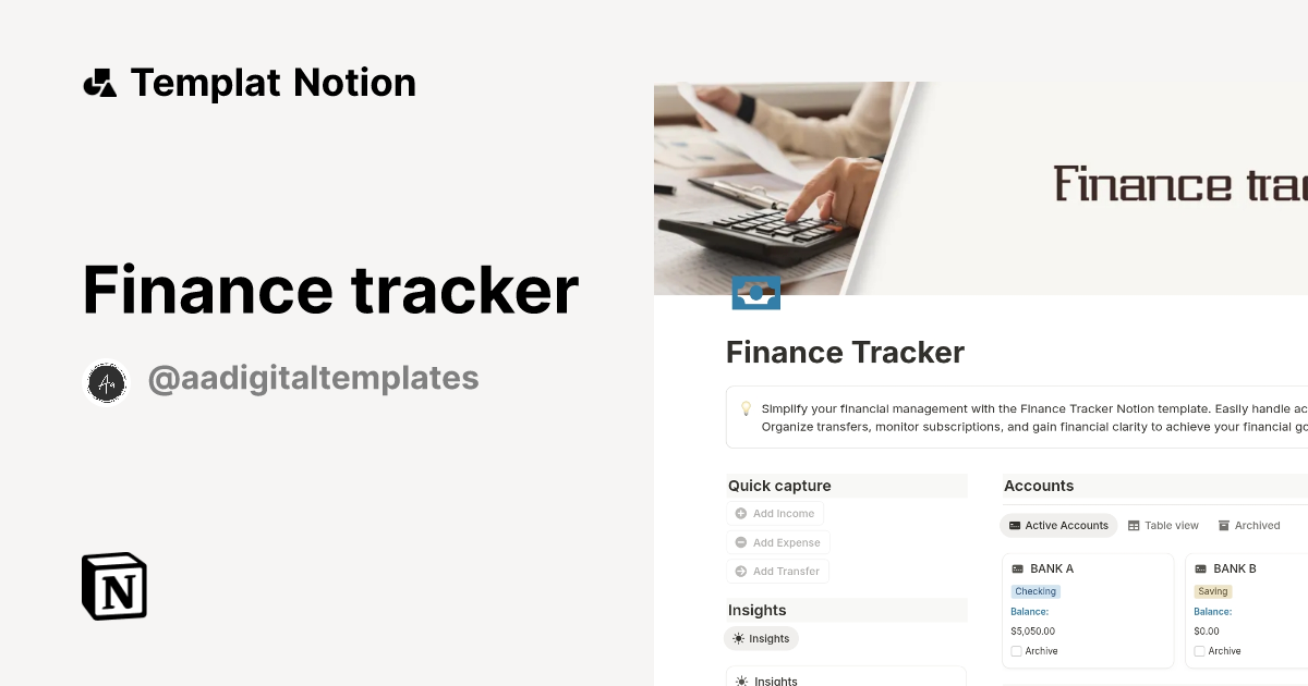 Templat Finance tracker | Notion Marketplace