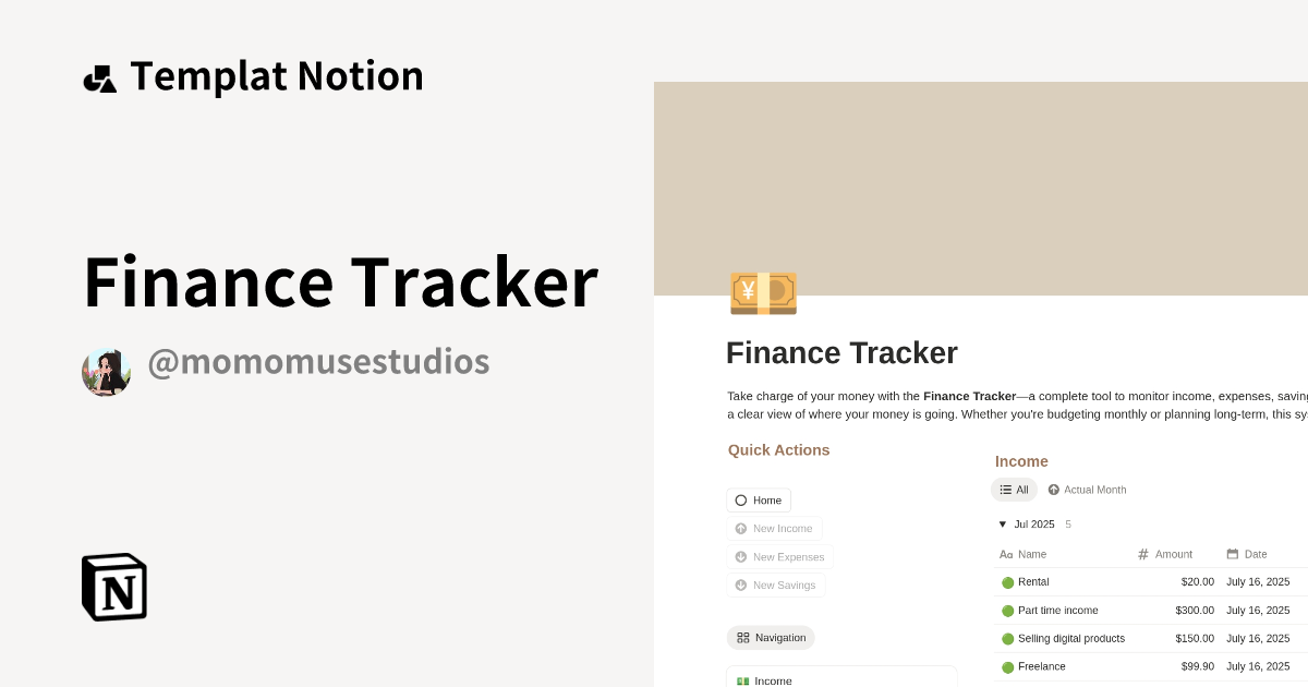 Templat Finance Tracker | Notion Marketplace