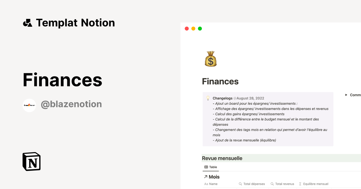 Finances Templat oleh Blaze 🔥 Notion | Notion Marketplace