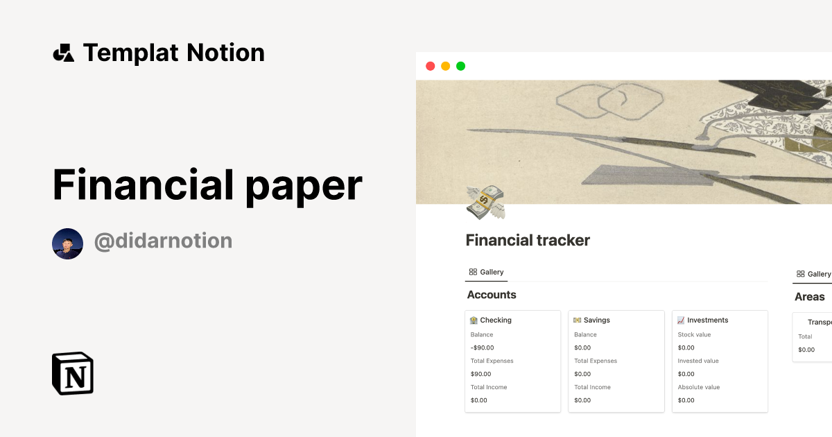 Financial paper Templat oleh Didar's Notion | Notion Marketplace