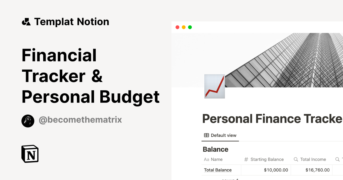 Templat Financial Tracker & Personal Budget | Notion Marketplace