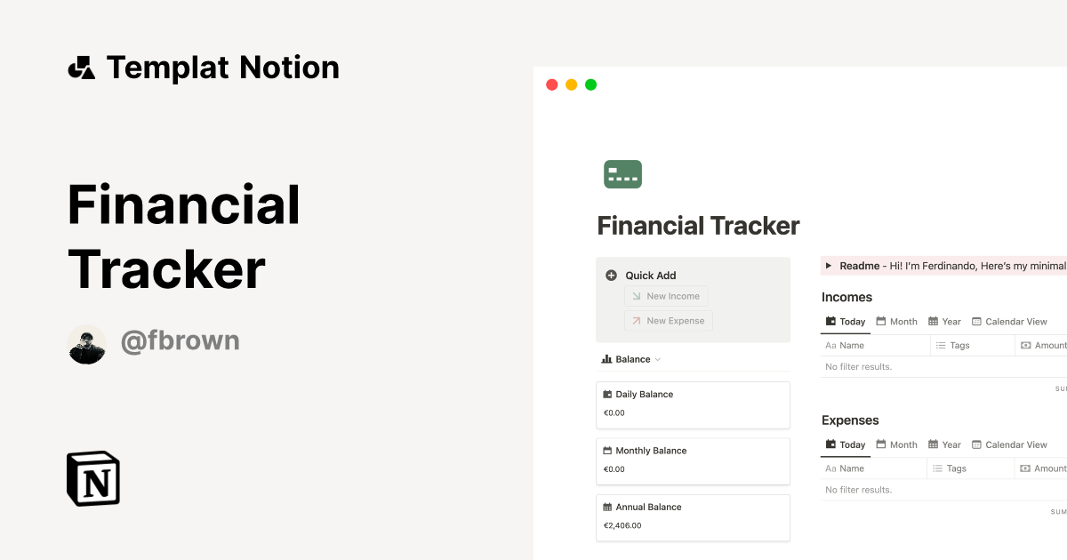 Templat Financial Tracker | Notion Marketplace
