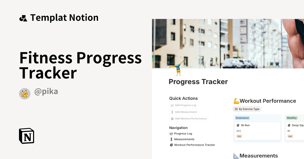 Templat Fitness Progress Tracker | Notion Marketplace