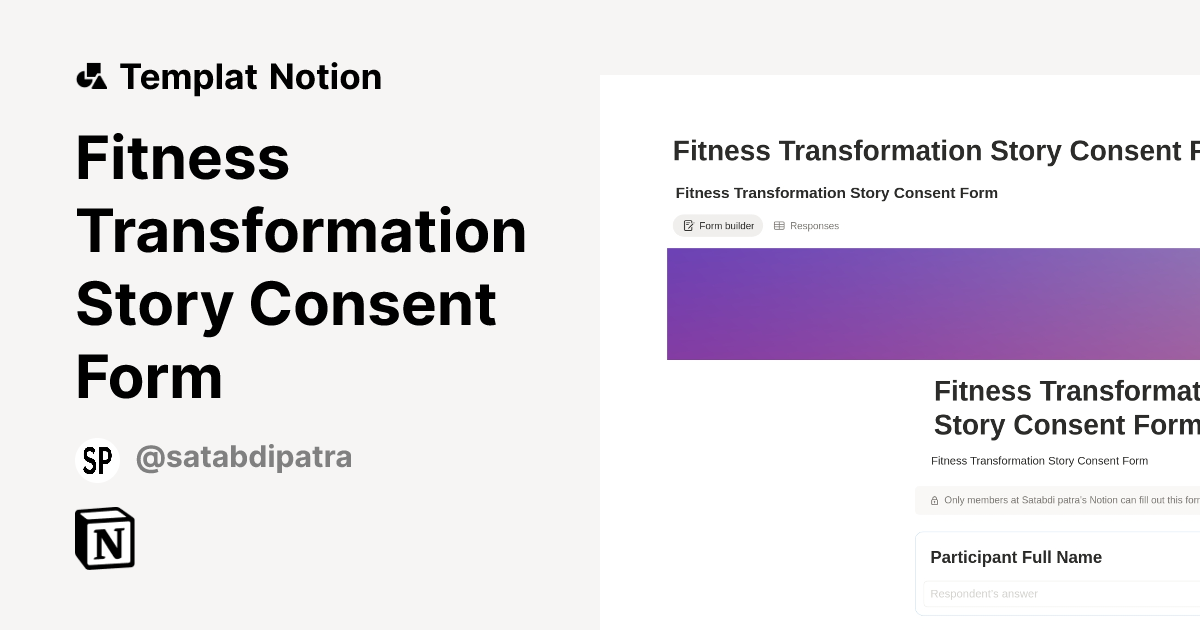 Templat Fitness Transformation Story Consent Form | Notion Marketplace