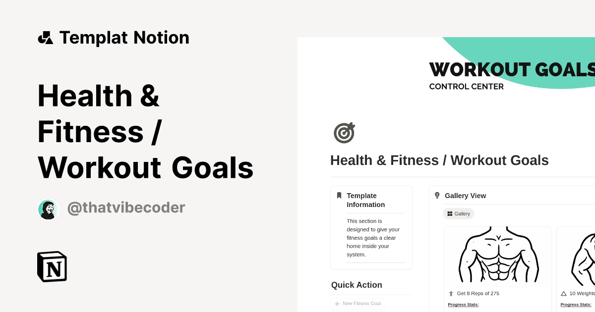 Templat Health & Fitness / Workout Goals | Notion Marketplace