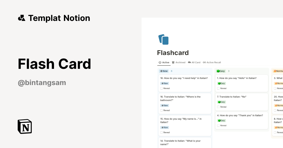 Templat Flash Card | Notion Marketplace