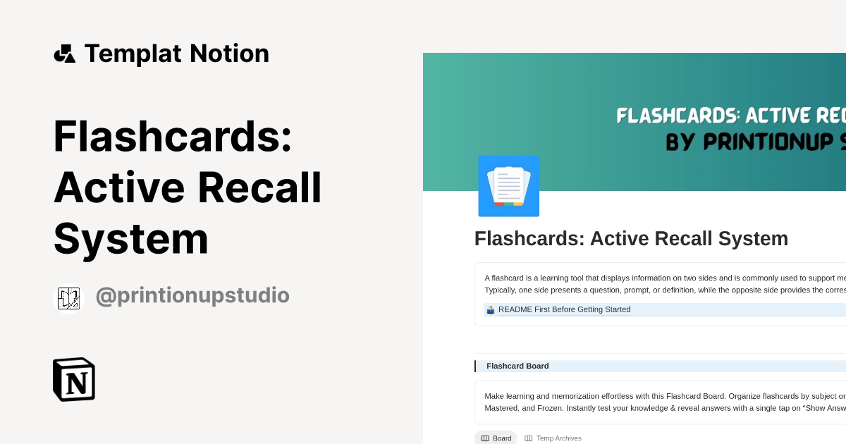 Templat Study Flashcards & Notes | Notion Marketplace