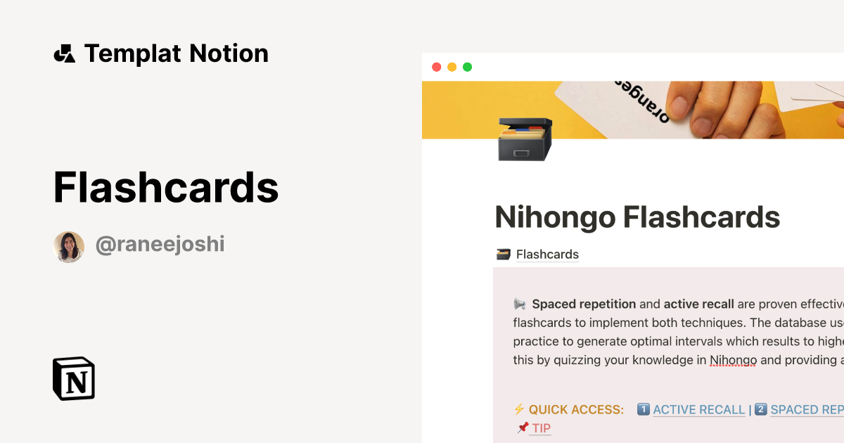 Templat Flashcards | Notion Marketplace