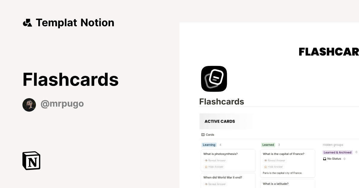 Templat Flashcards | Notion Marketplace