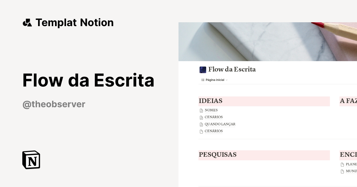 Flow da Escrita Templat oleh The Writer | Notion Marketplace