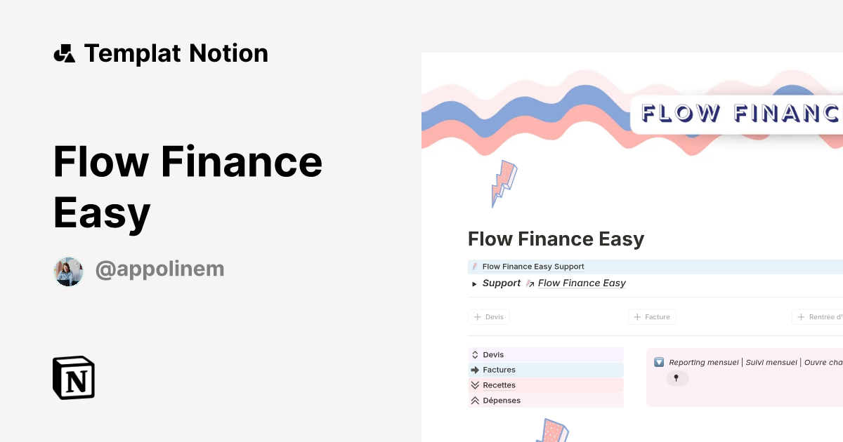 Flow Finance Easy Templat oleh Appoline M. | Notion Marketplace
