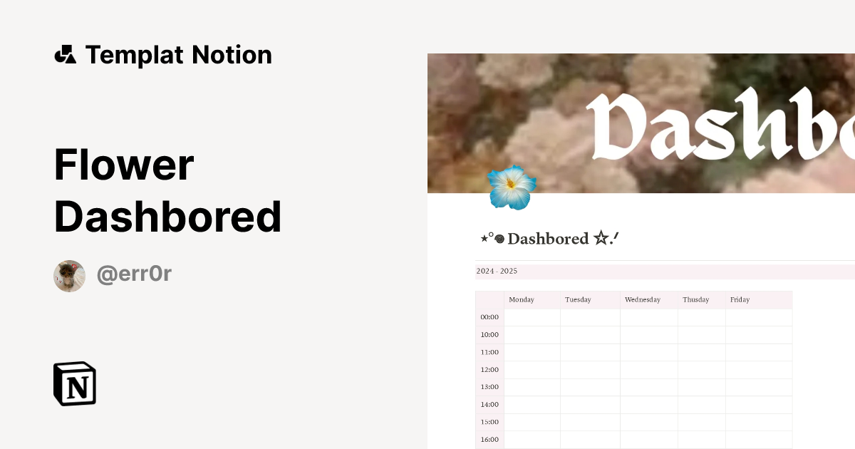 Templat Flower Dashbored | Notion Marketplace