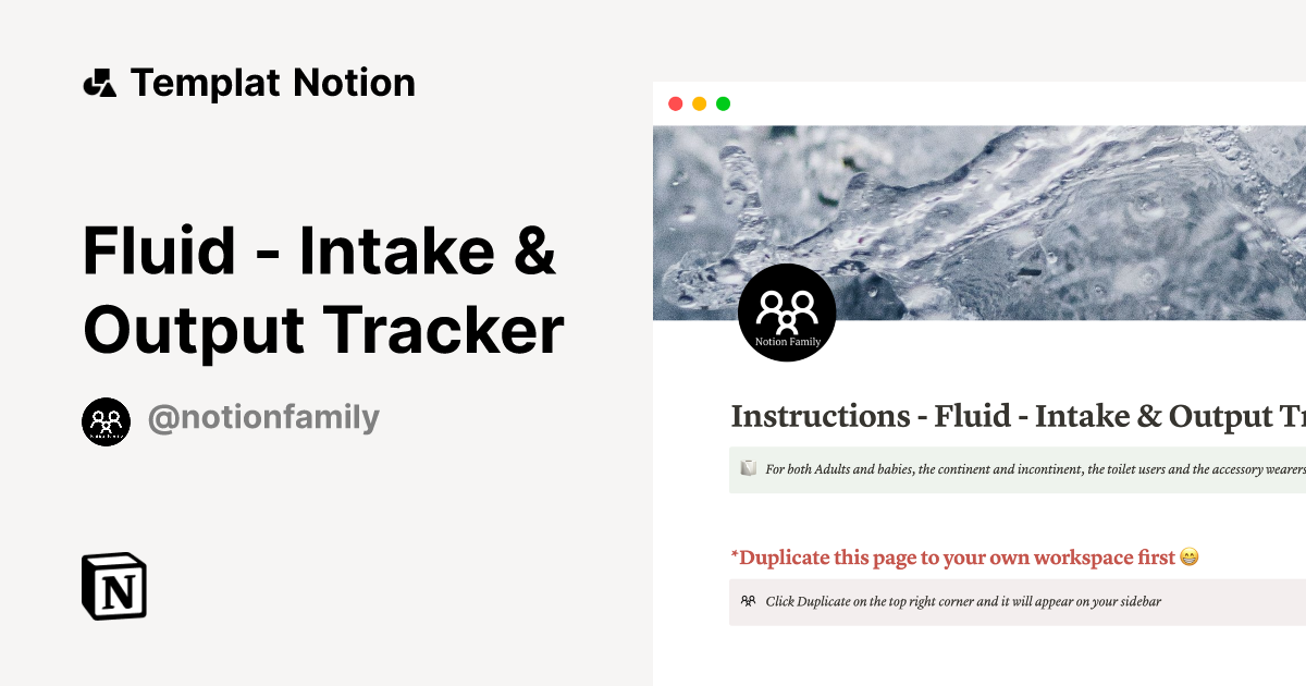 Templat Fluid - Intake & Output Tracker | Notion Marketplace