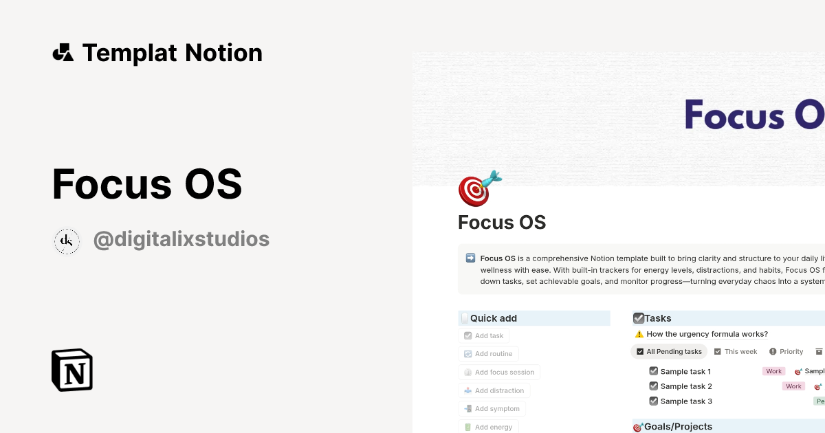 Templat Focus OS | Notion Marketplace