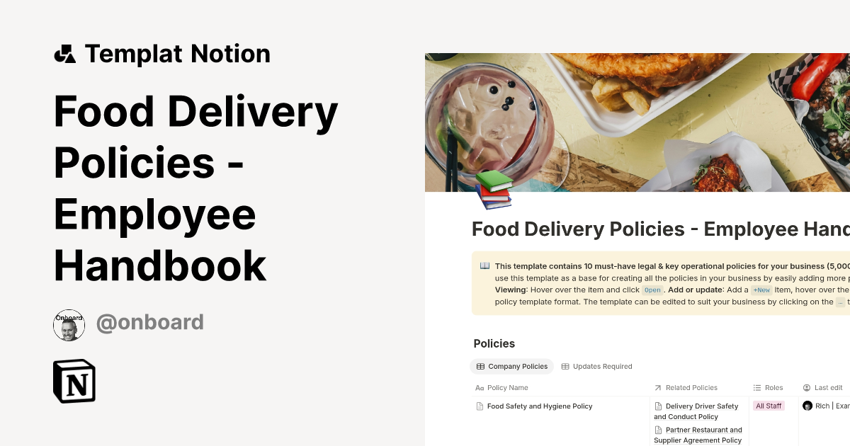 Food Delivery Policies - Employee Handbook Templat oleh Policy | Notion ...