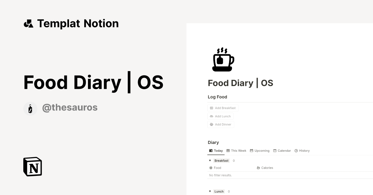 Food Diary | OS Templat oleh Thesauros | Notion Marketplace