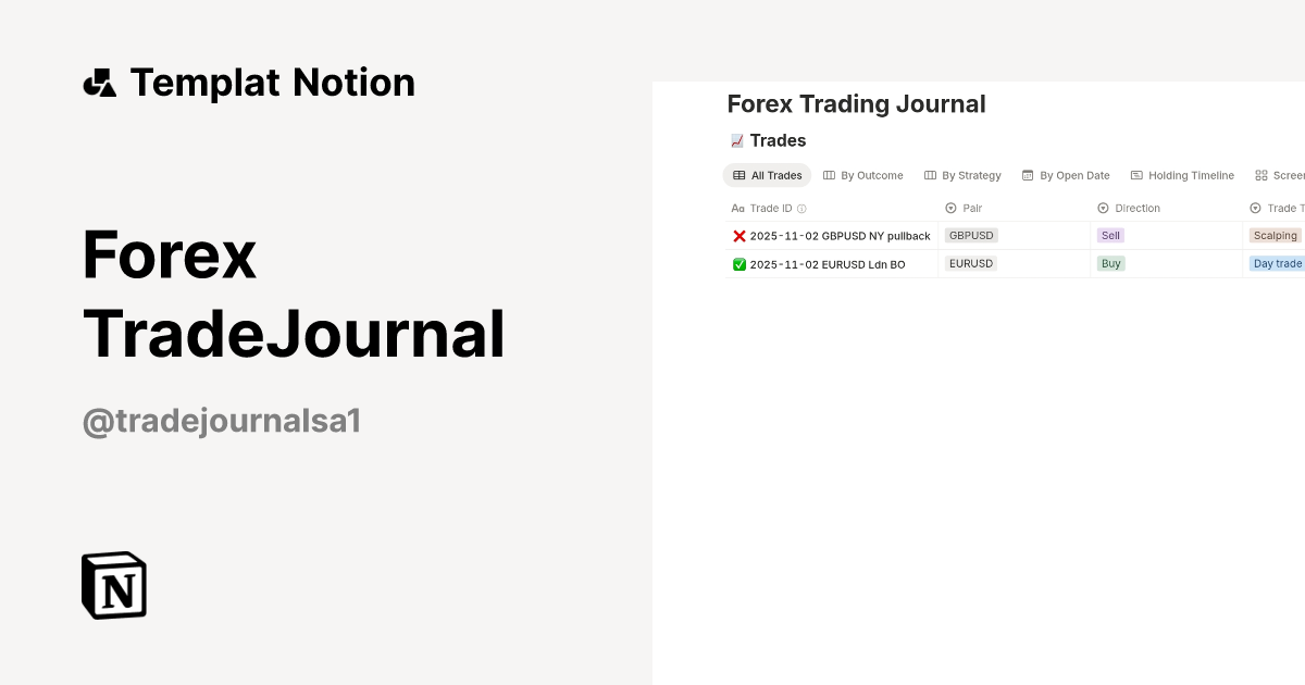 Forex TradeJournal Templat oleh TradeJournal | Notion Marketplace