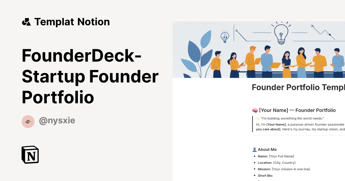 Templat FounderDeck- Startup Founder Portfolio | Notion Marketplace