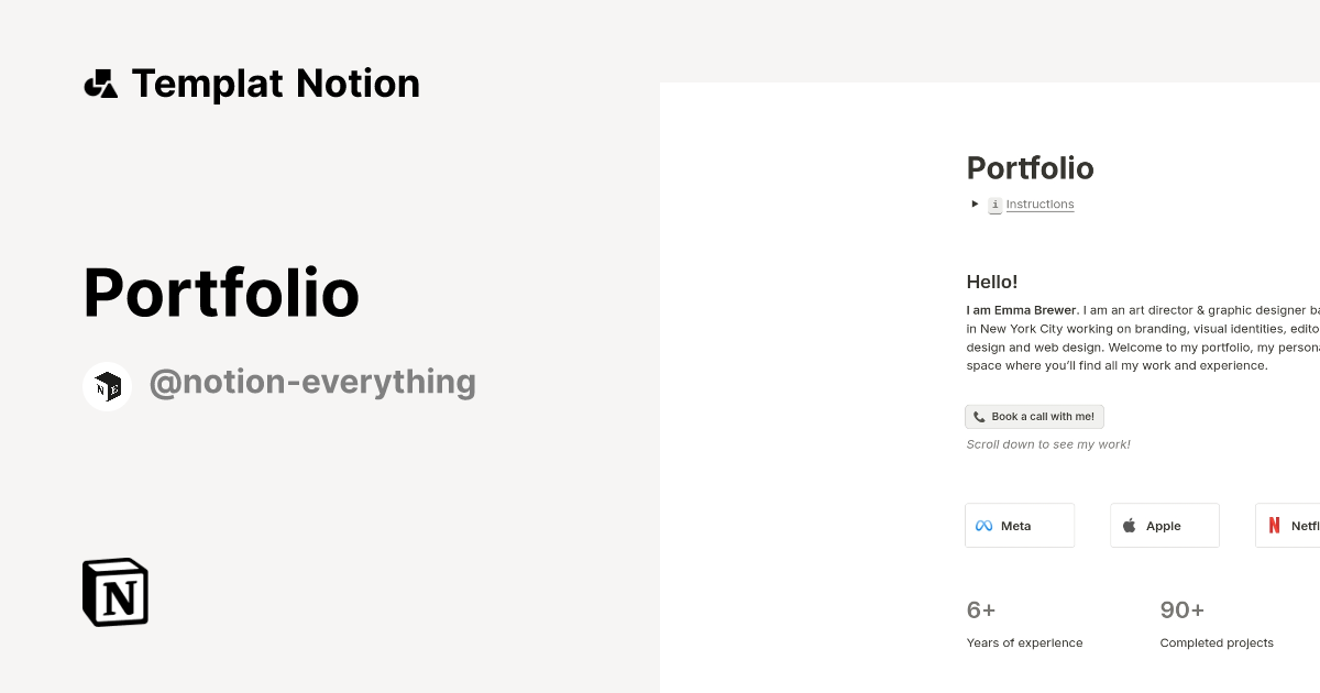 Portfolio Templat oleh Notion Everything | Notion Marketplace