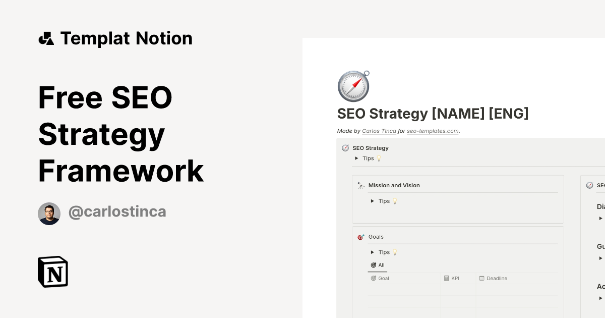 Templat Free SEO Strategy Framework | Notion Marketplace