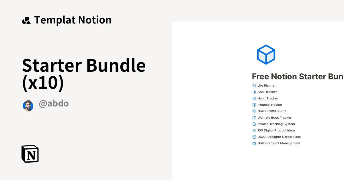 Templat Starter Bundle (x10) | Notion Marketplace