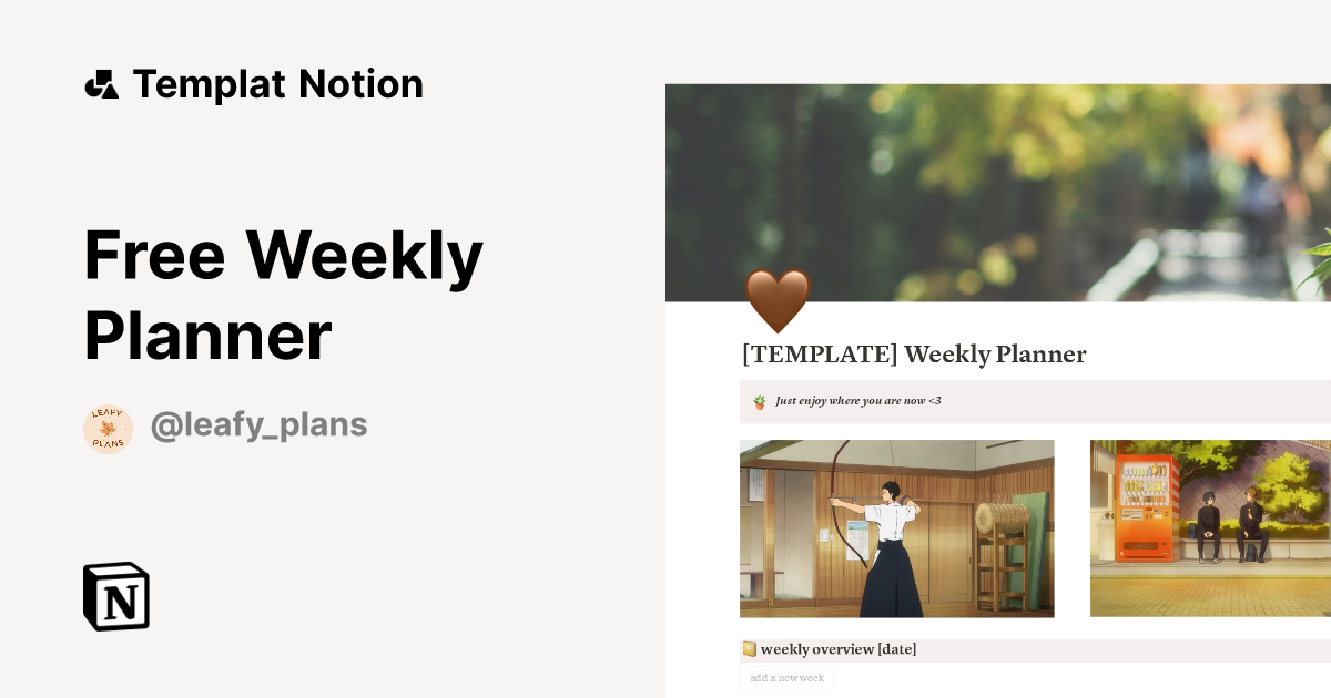 Templat Free Weekly Planner | Notion Marketplace