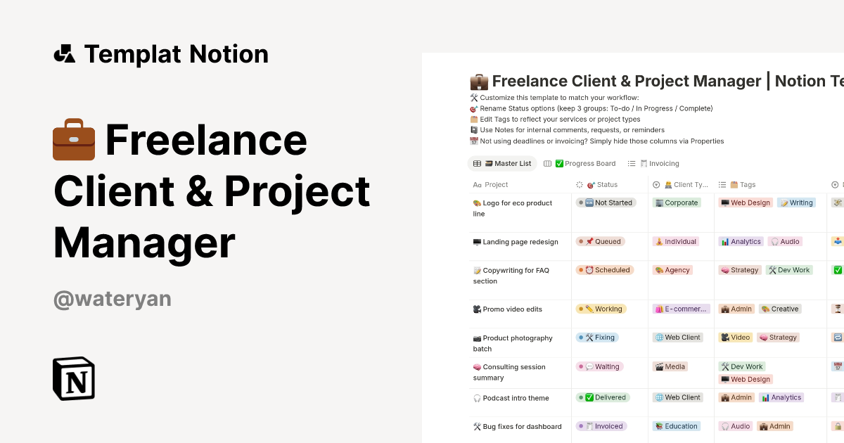 Templat 💼 Freelance Client & Project Manager | Notion Marketplace