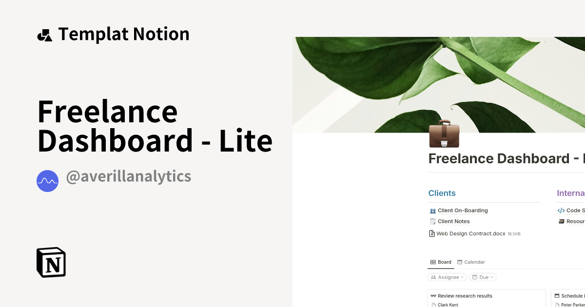 Templat Freelance Dashboard - Lite | Notion Marketplace