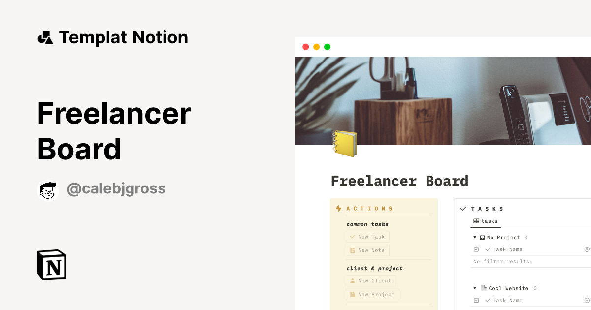 Freelancer Board Templat oleh Caleb J. Gross | Notion Marketplace
