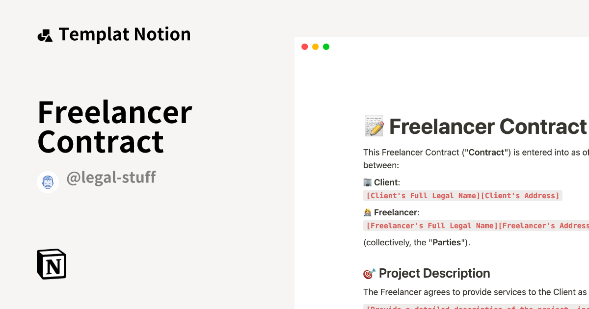 Freelancer Contract Templat oleh Legal Stuff | Notion Marketplace