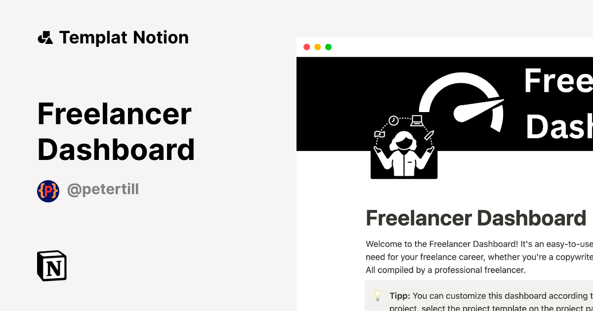 Freelancer Dashboard Templat oleh Peter Till | Notion Marketplace