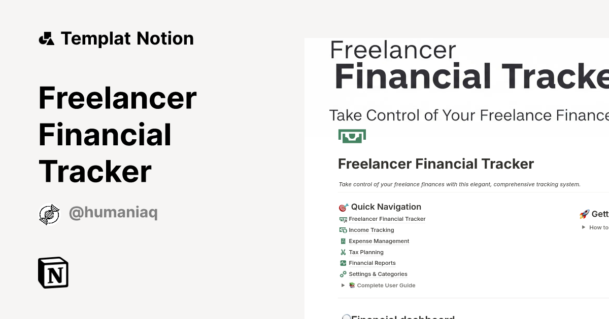 Freelancer Financial Tracker Templat oleh Humaniaq | Notion Marketplace